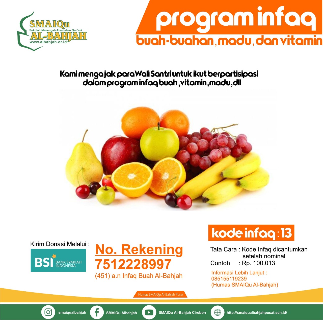 Program Infaq Buah, Vitamin, Madu, dll